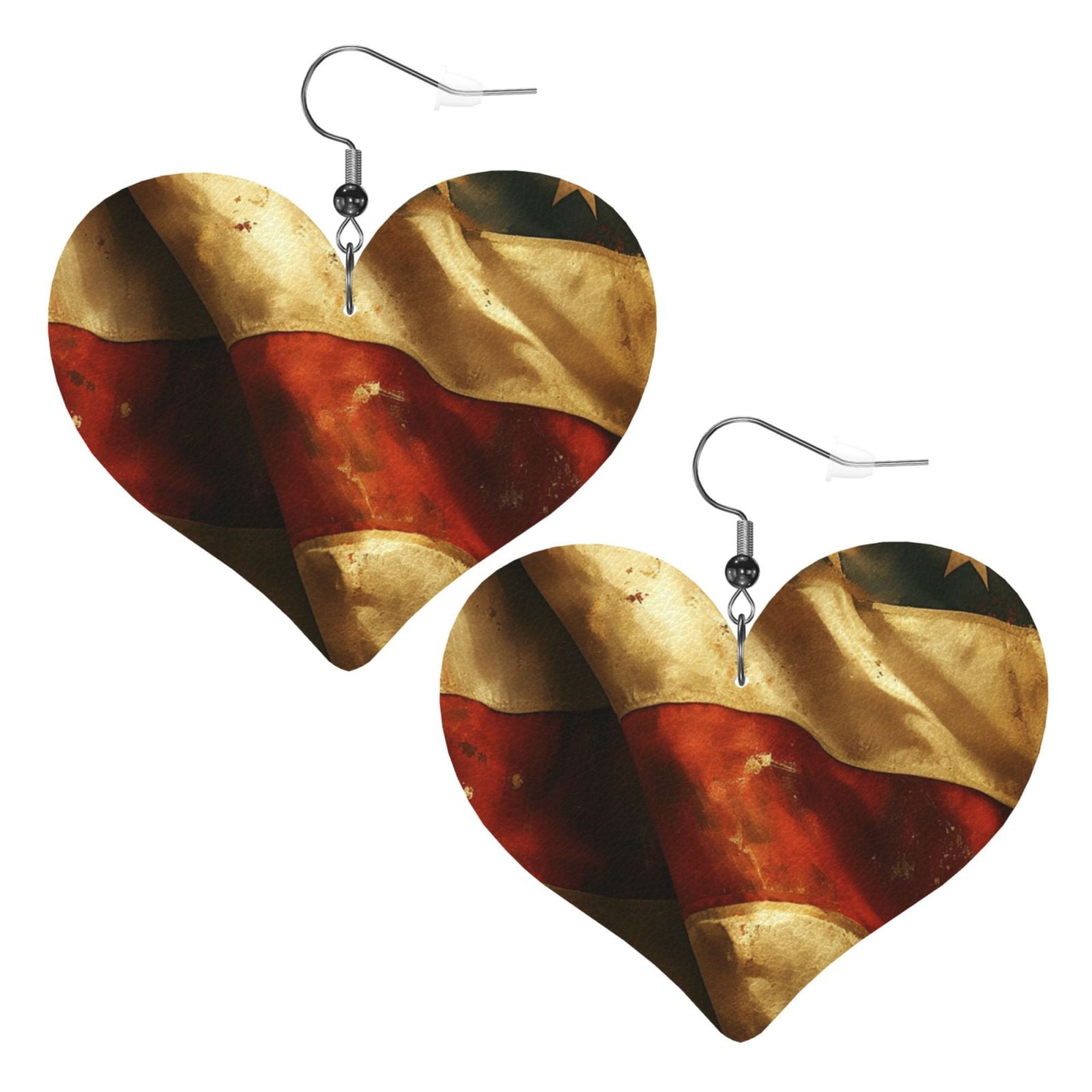 Heart Shaped Leather Stud Earrings - Vegan Faux Leather, Silver Plated, Hypoallergenic ...