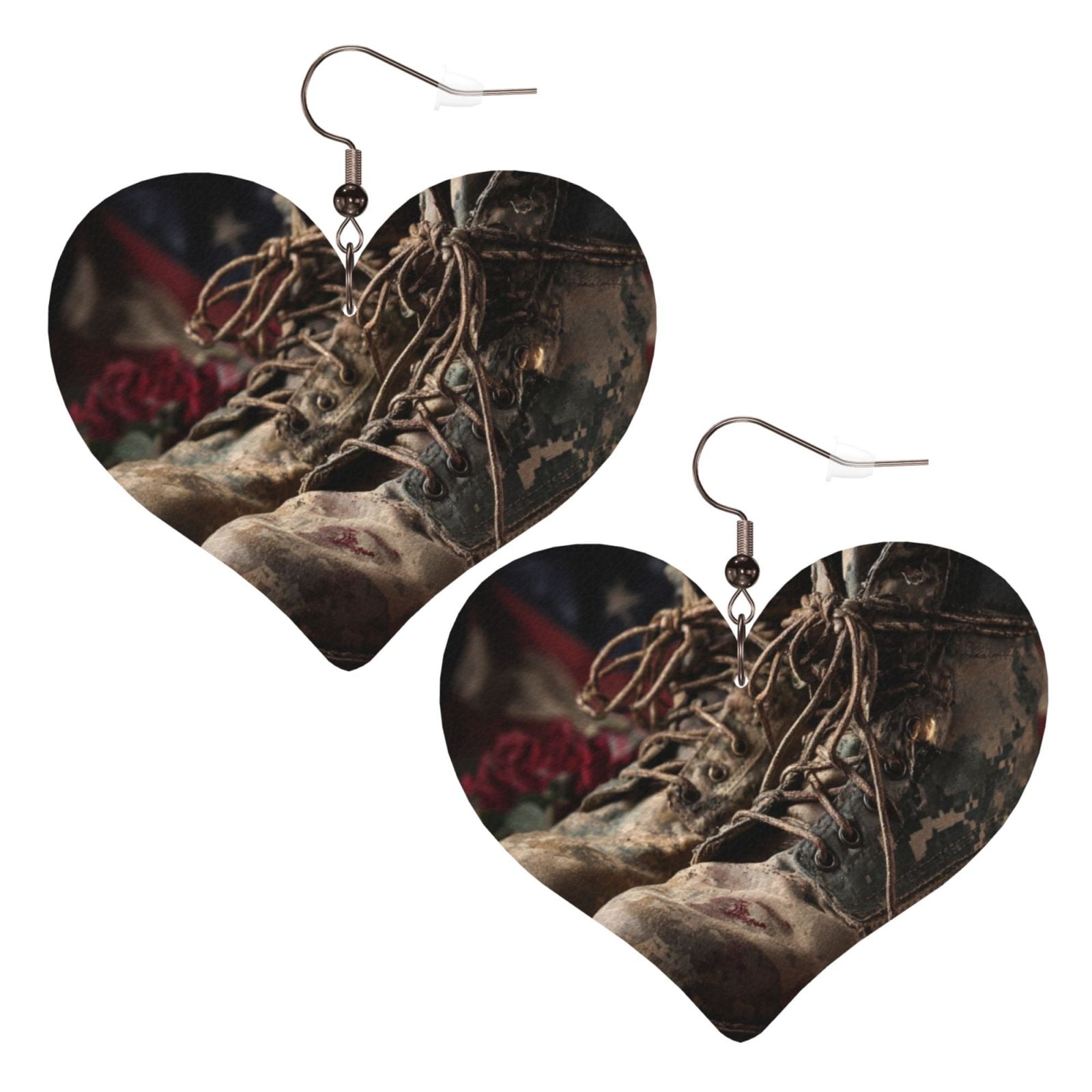 Heart Shaped Leather Stud Earrings - Vegan Faux Leather, Silver Plated, Hypoallergenic ...