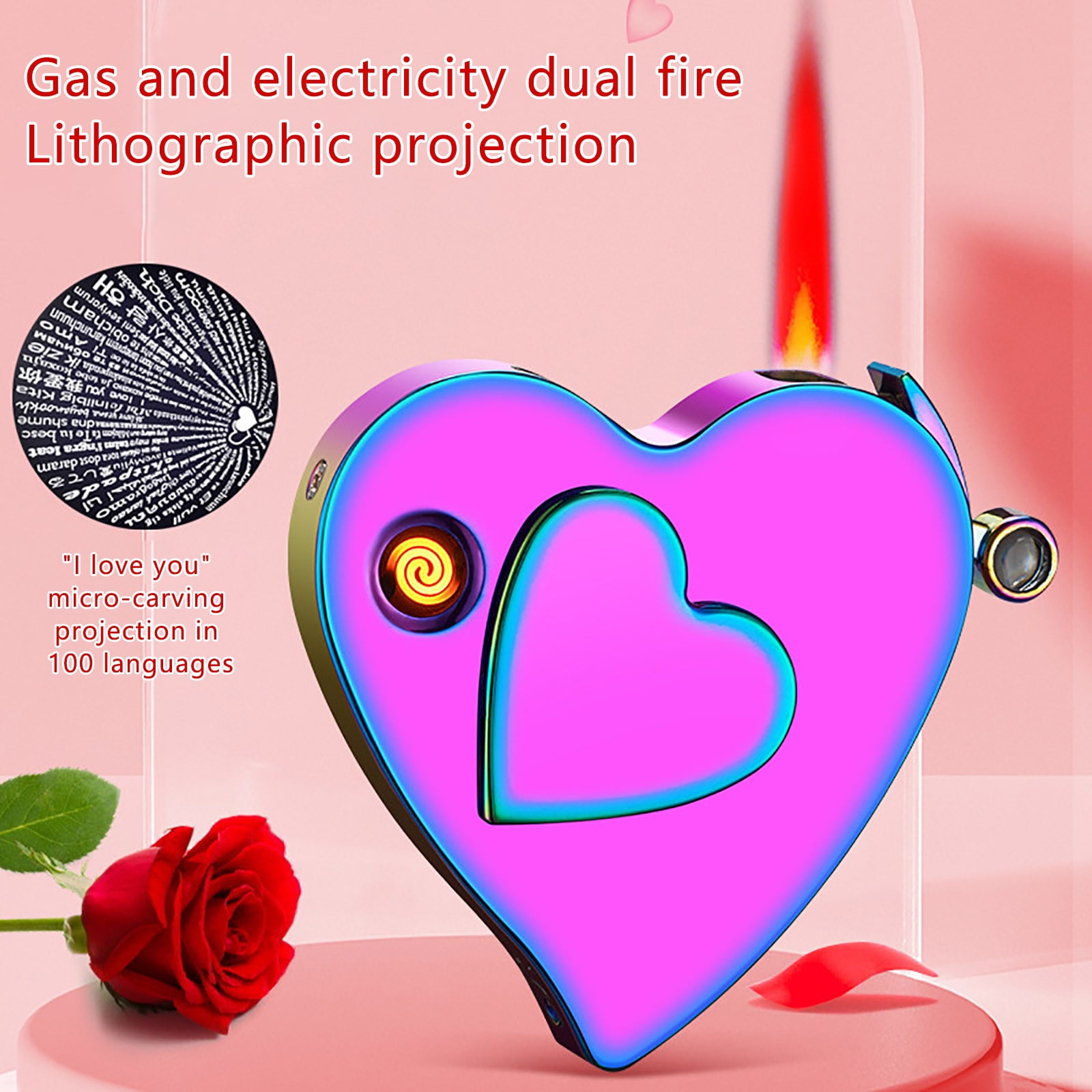 Heart Shaped Lighter, Creative Heart Shaped Electric Lighter,Cute ...