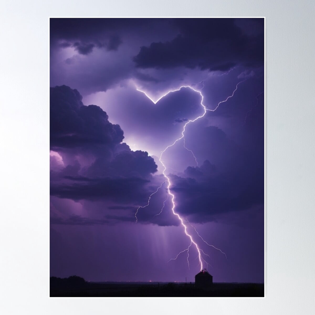 Heart-Shaped Lightning 002 Poster Wall Art, Modern Wall Decor For ...