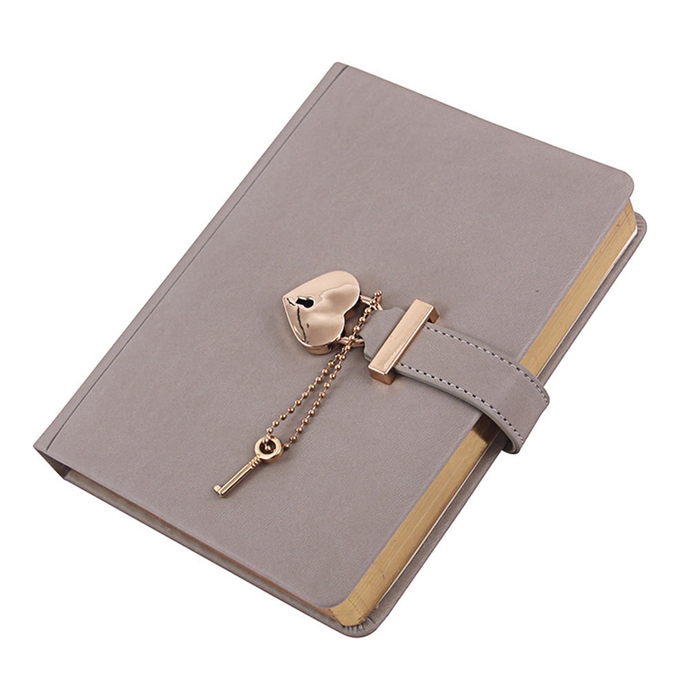 Heart Shaped Lock Diary with Key, Boriyuan PU Leather Cover Journal ...