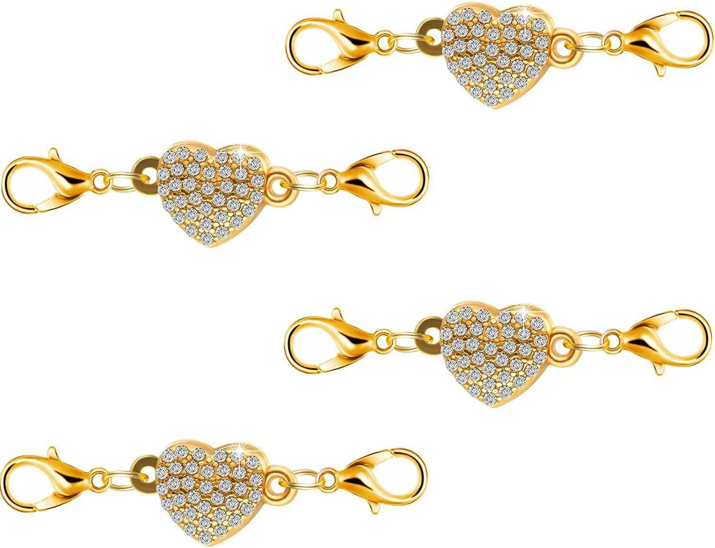 Heart Shaped Locking Jewelry Clasps Bracelet Necklace Clasps Extender ...