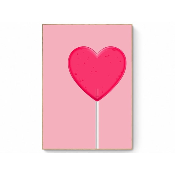 Heart Shaped Lollipop Retro Candy Wall Art, Unframed Paper Print Size ...