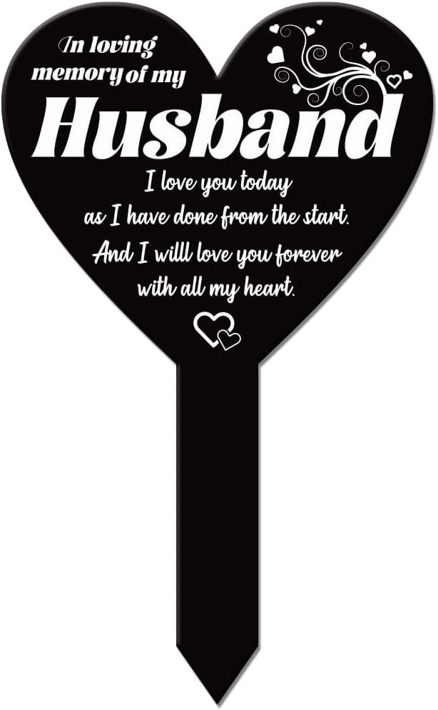 Heart Shaped Love Missing Husband Garden Stake Memorial Remembrance ...