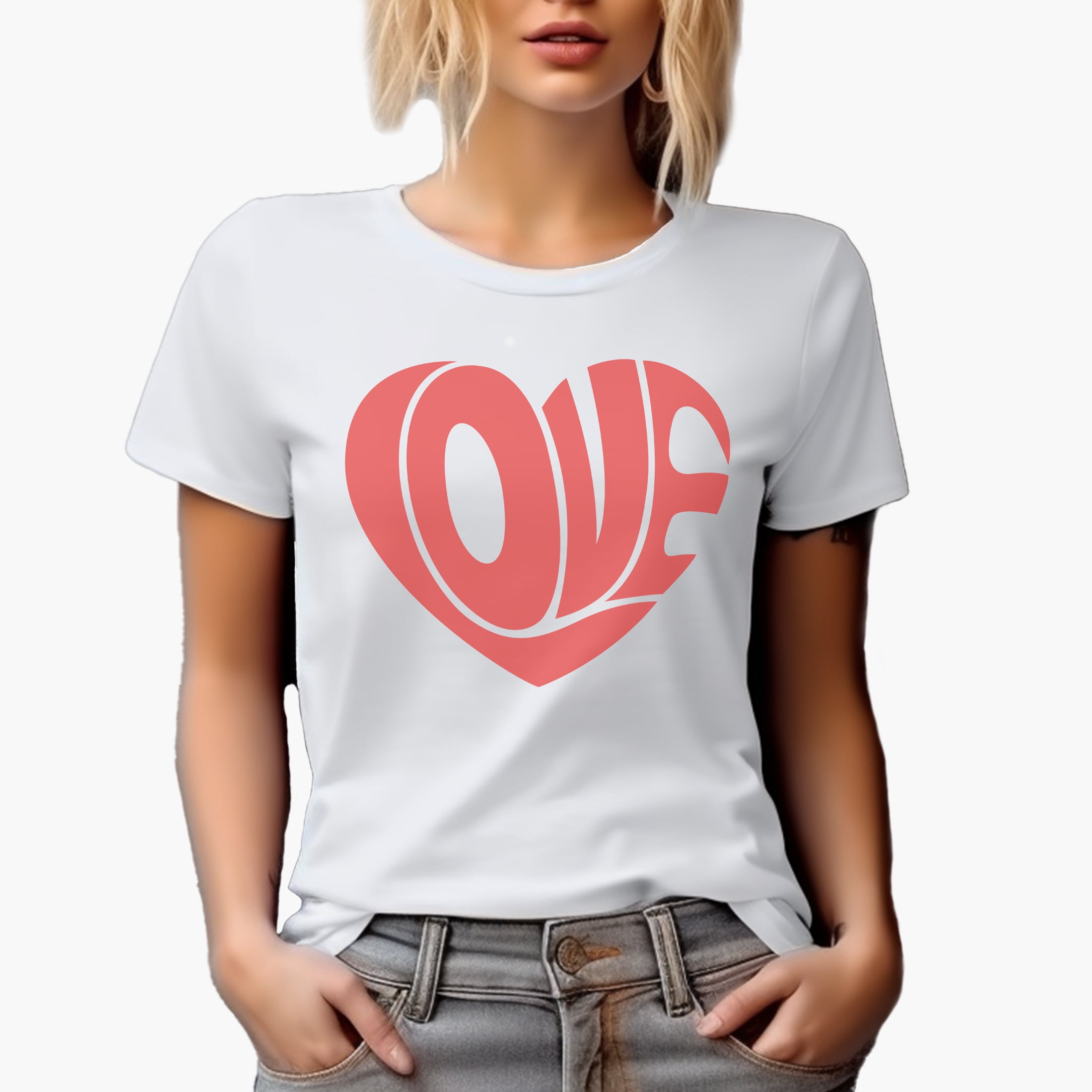 Heart-Shaped Love Word, Valentine's Day Art Merch Gift, White T-Shirt ...