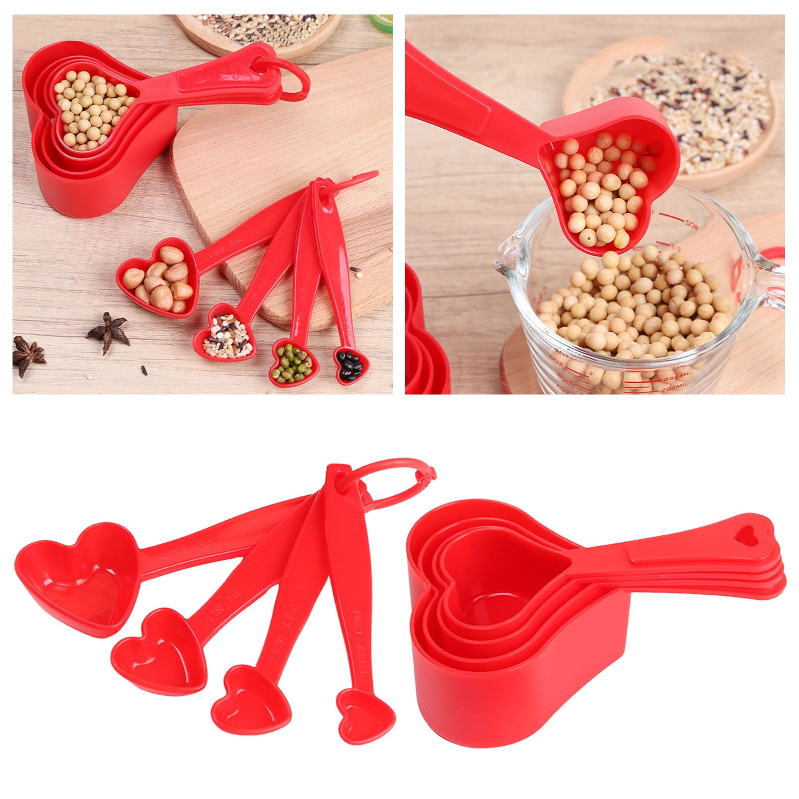 Heart Shaped Measuring Cups Set 8 Piece Kitchen Tools for Baking and ...