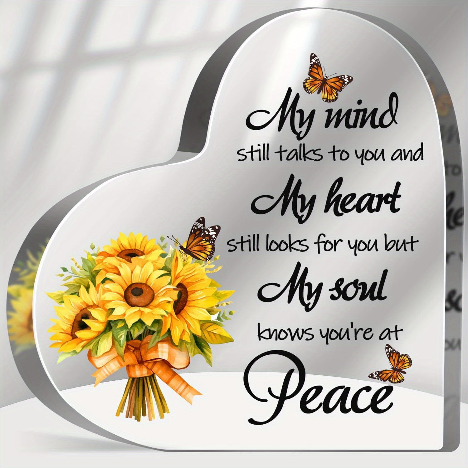 Heart Shaped Memorial Plaque 3.9X3.9 Inch My Mind Still Talks to You ...