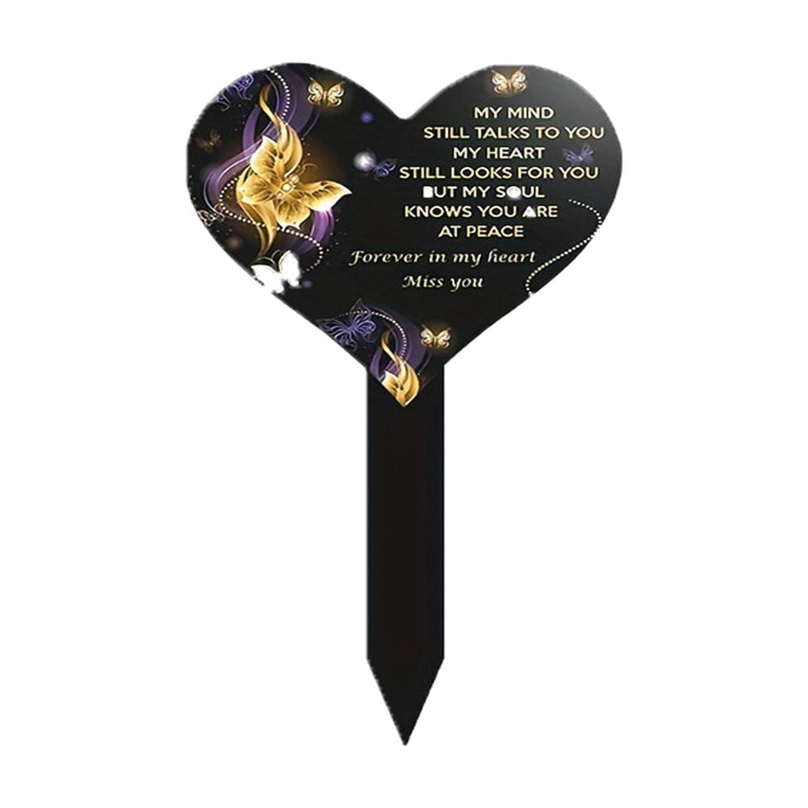 Heart Shaped Memorial Stake 10 Inch Acrylic Ground Insert for Outdoor ...