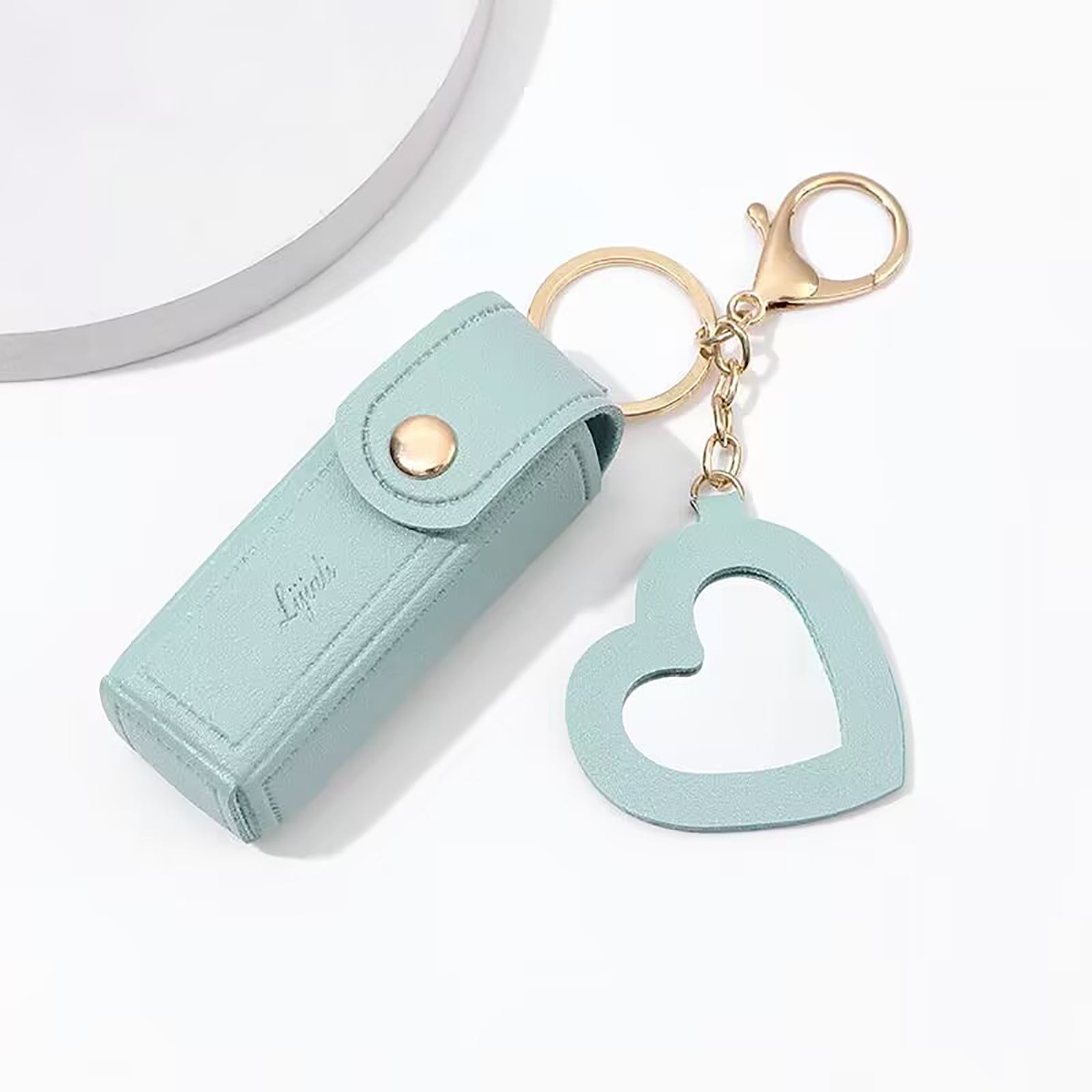 Heart-Shaped Mirror Lipstick Storage Box - Mini Keychain Lipstick ...