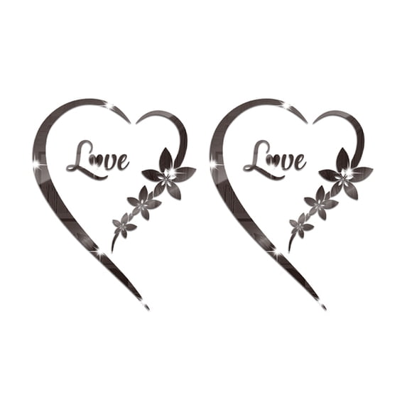 Heart-Shaped Mirror Stickers, Self-Adhesive Acrylic Stickers Art Murals ...