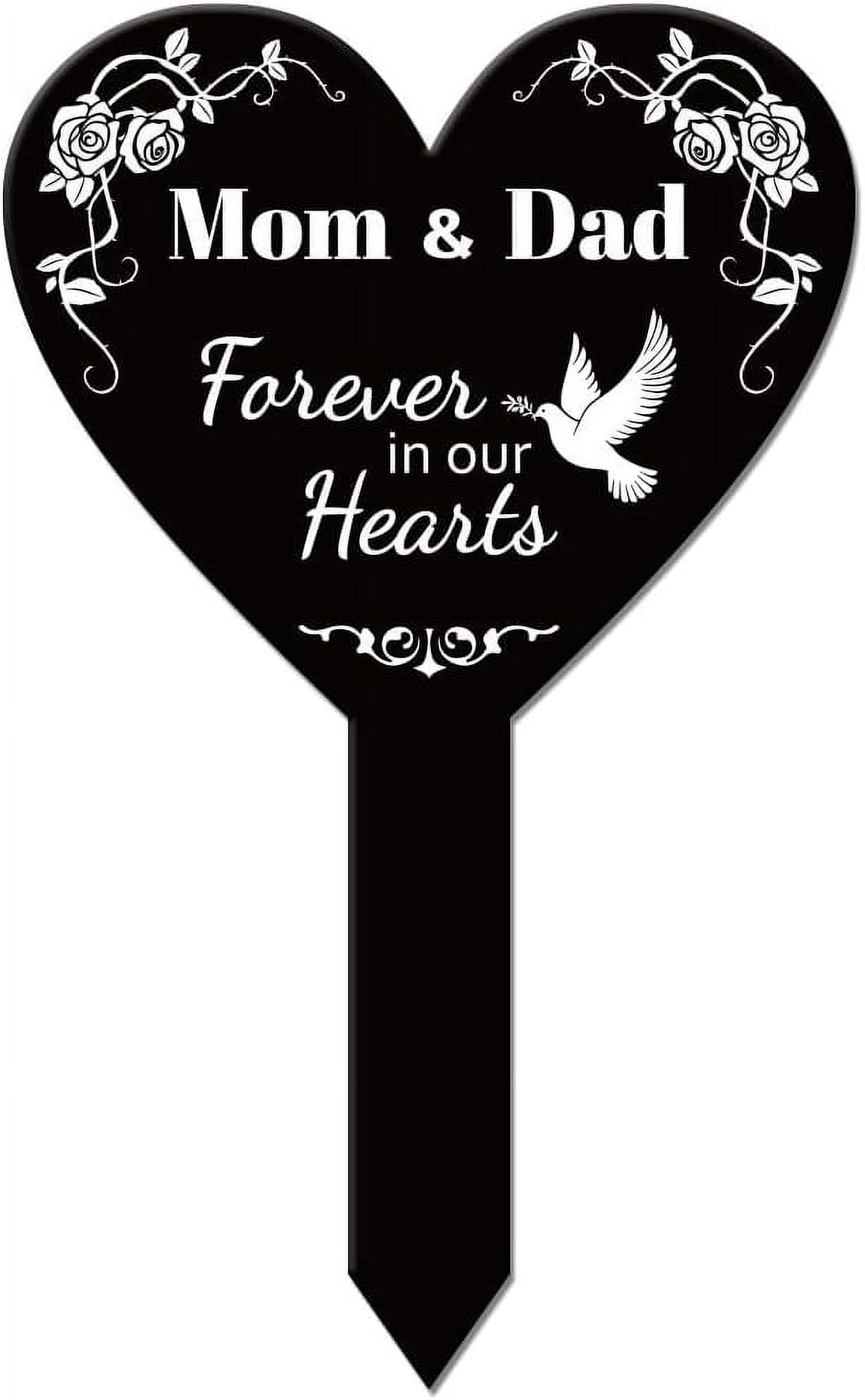 Heart Shaped Mom and Dad Garden Stake Memorial Remembrance Plaque Stake ...