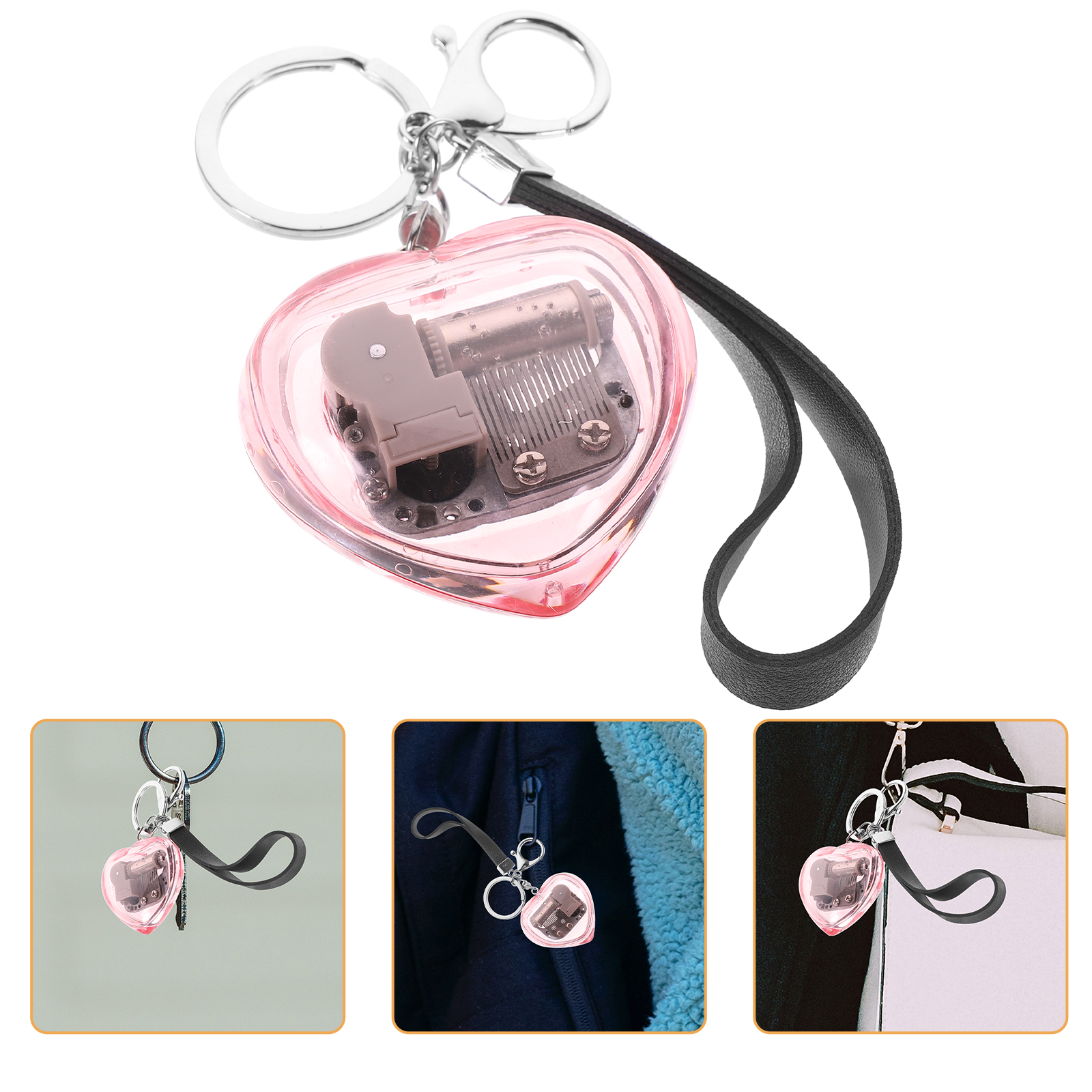 Heart Shaped Music Box Locket Boxes Wallet Keychain Child Travel Silver ...
