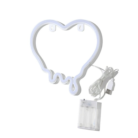 Heart-Shaped Neon LED Light Pink Red USB Battery Powered for Valentine ...