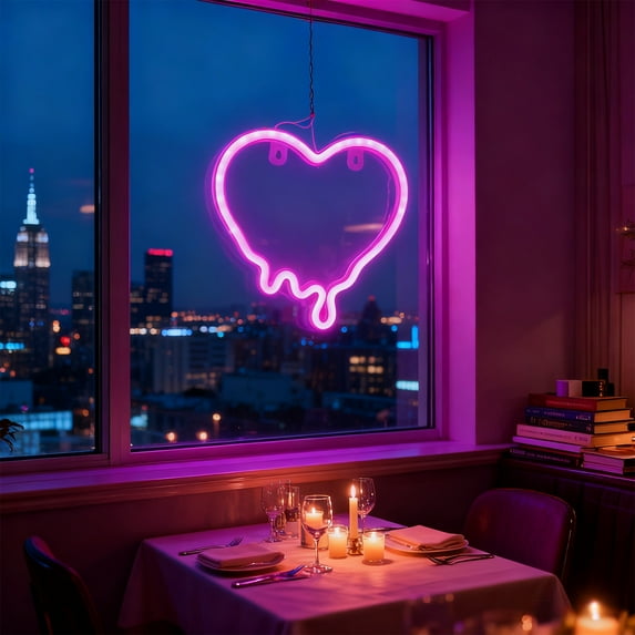 Heart-Shaped Neon Light | Valentine's Day Decor | Pink or Red LED | USB ...