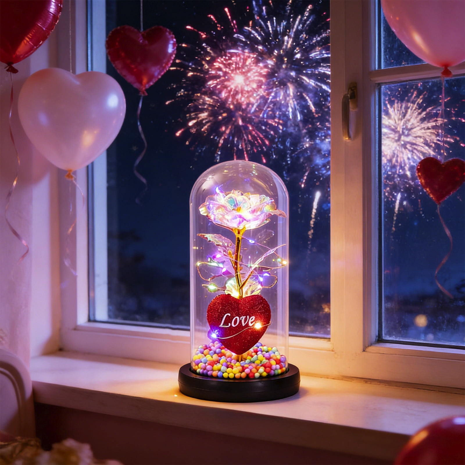 Heart Shaped Night Light - Romantic Glowing Rose, Aesthetic ...