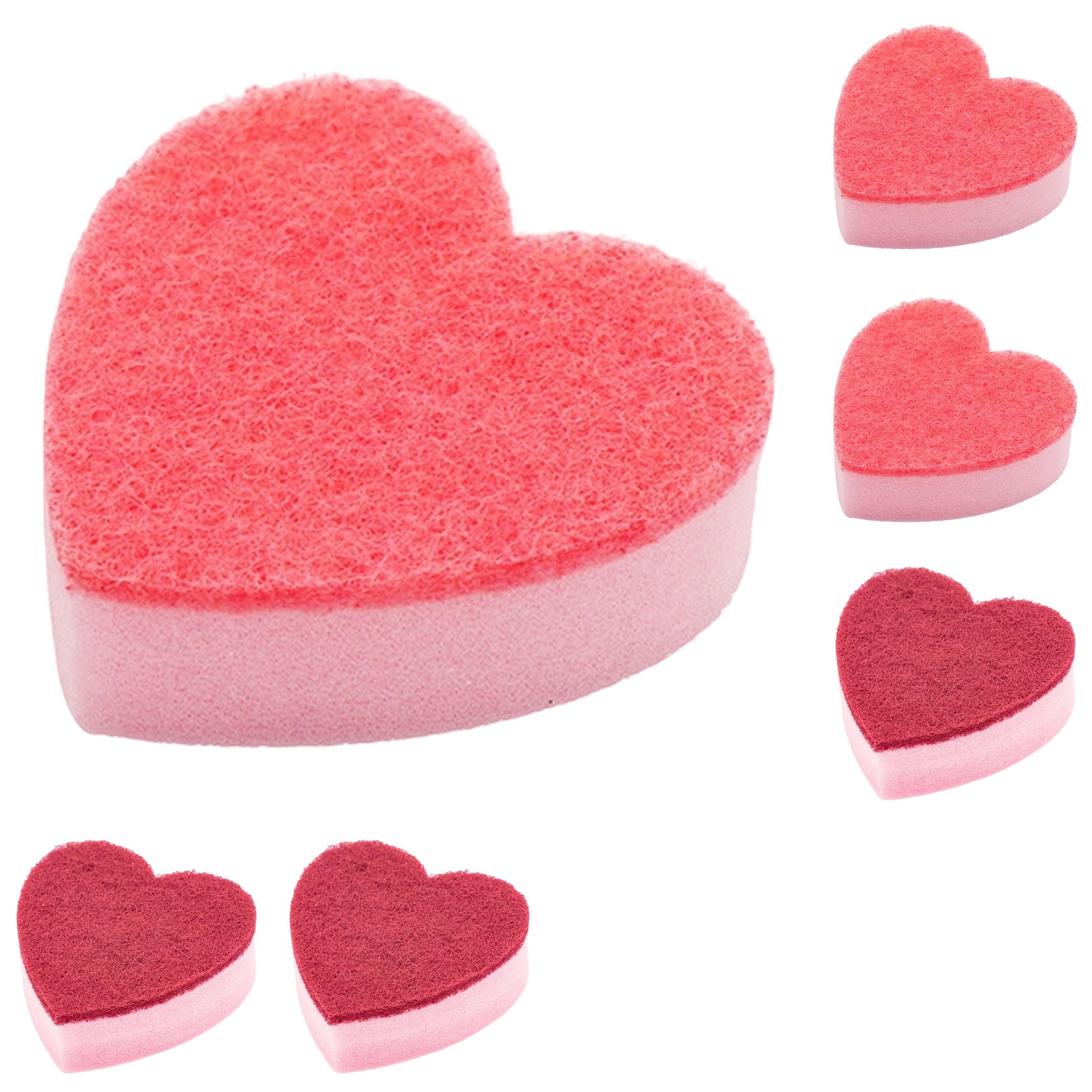 Heart Shaped Non-Scratch Scrub Sponge, Dual-Sided Cleaning Kitchen ...