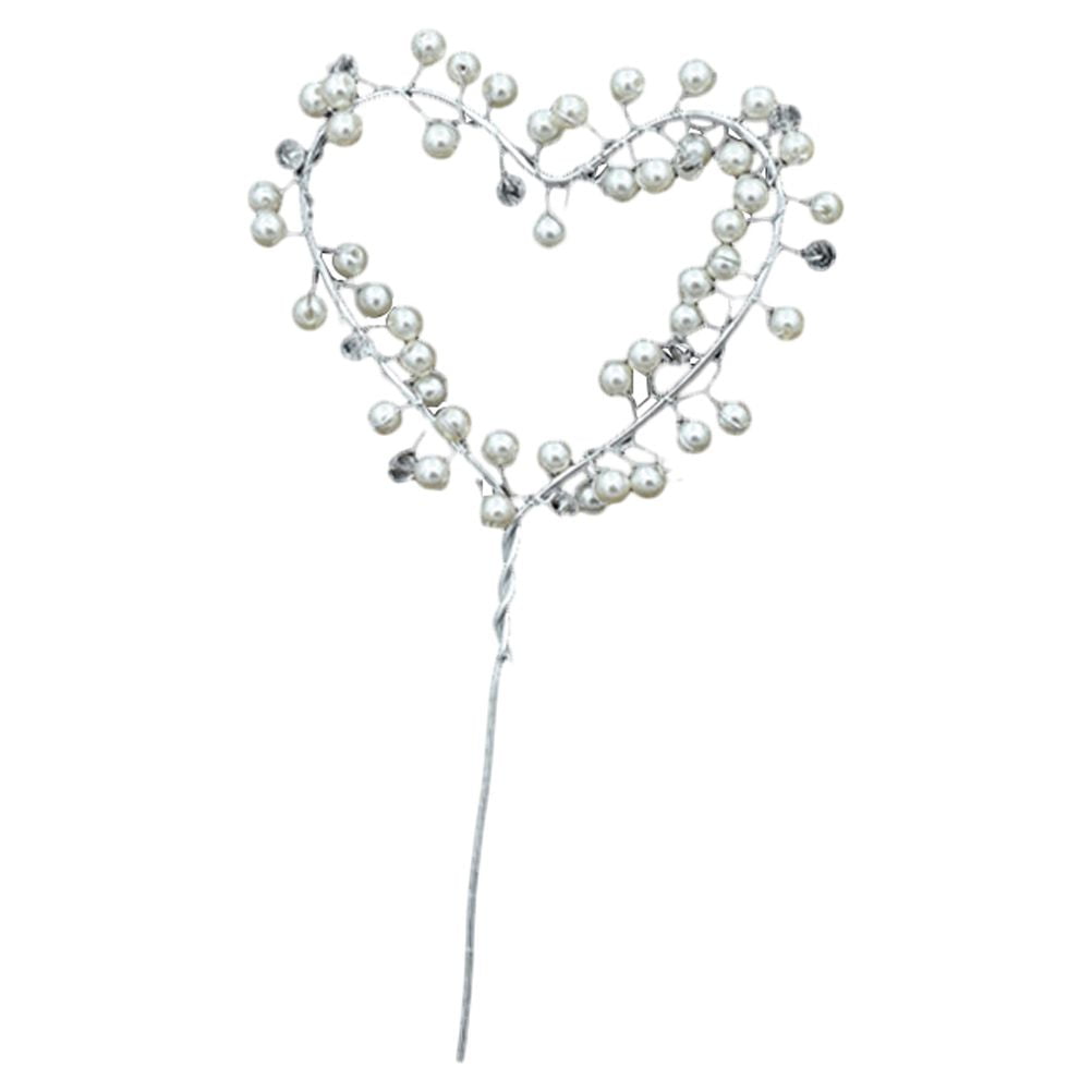 Heart Shaped Pearl Cake Topper Wedding Cake Decoration for Bridal ...