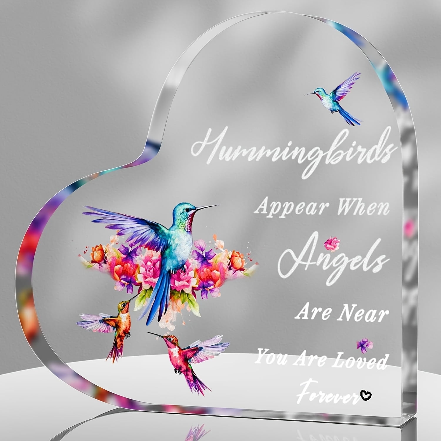 Heart Shaped Pedestal Art Decor Shaped with Hummingbirds and Angels ...