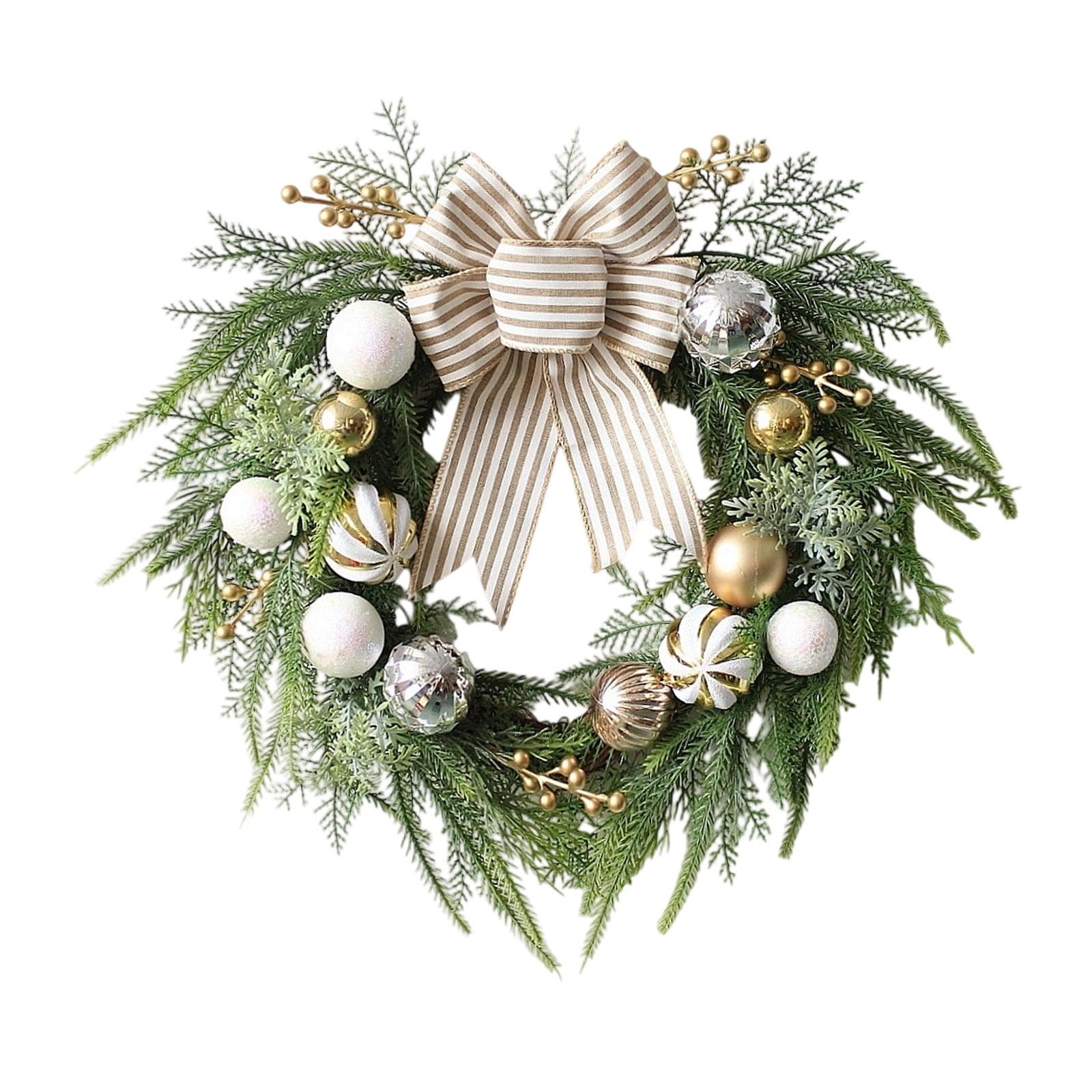 Heart Shaped Pine Needle Garland With Ribbon Bow, Soft Plastic Material ...