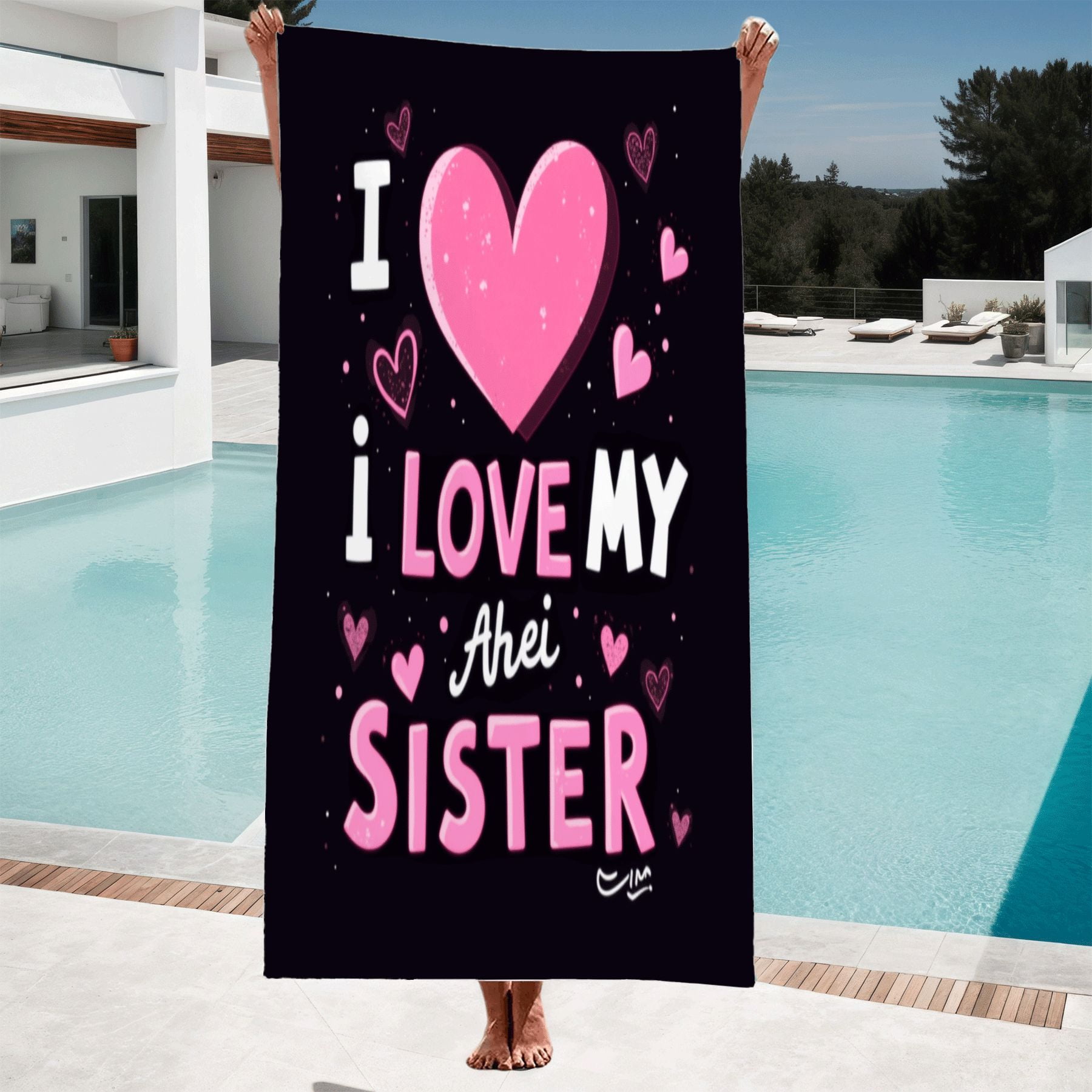 Heart-Shaped Pink Towel - Soft Beach Bath Pool & Travel Towel with ...