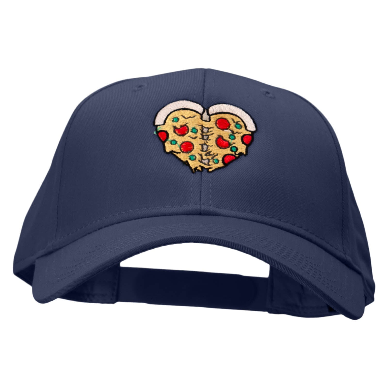 Heart Shaped Pizza Embroidered Solid Cotton Twill Low Profile Snap Cap ...