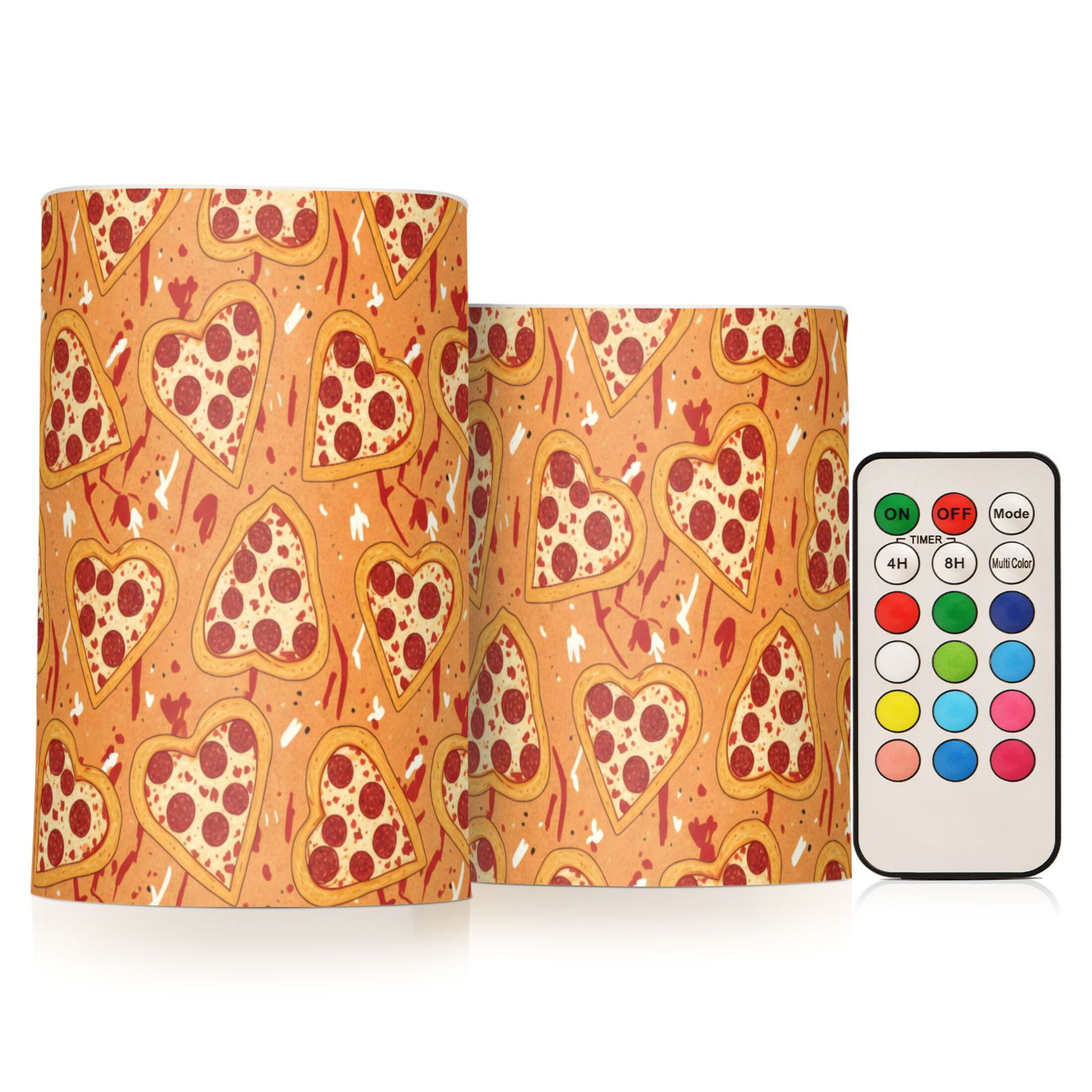 Heart Shaped Pizza Pattern Flameless LED Candle Set with Remote ...