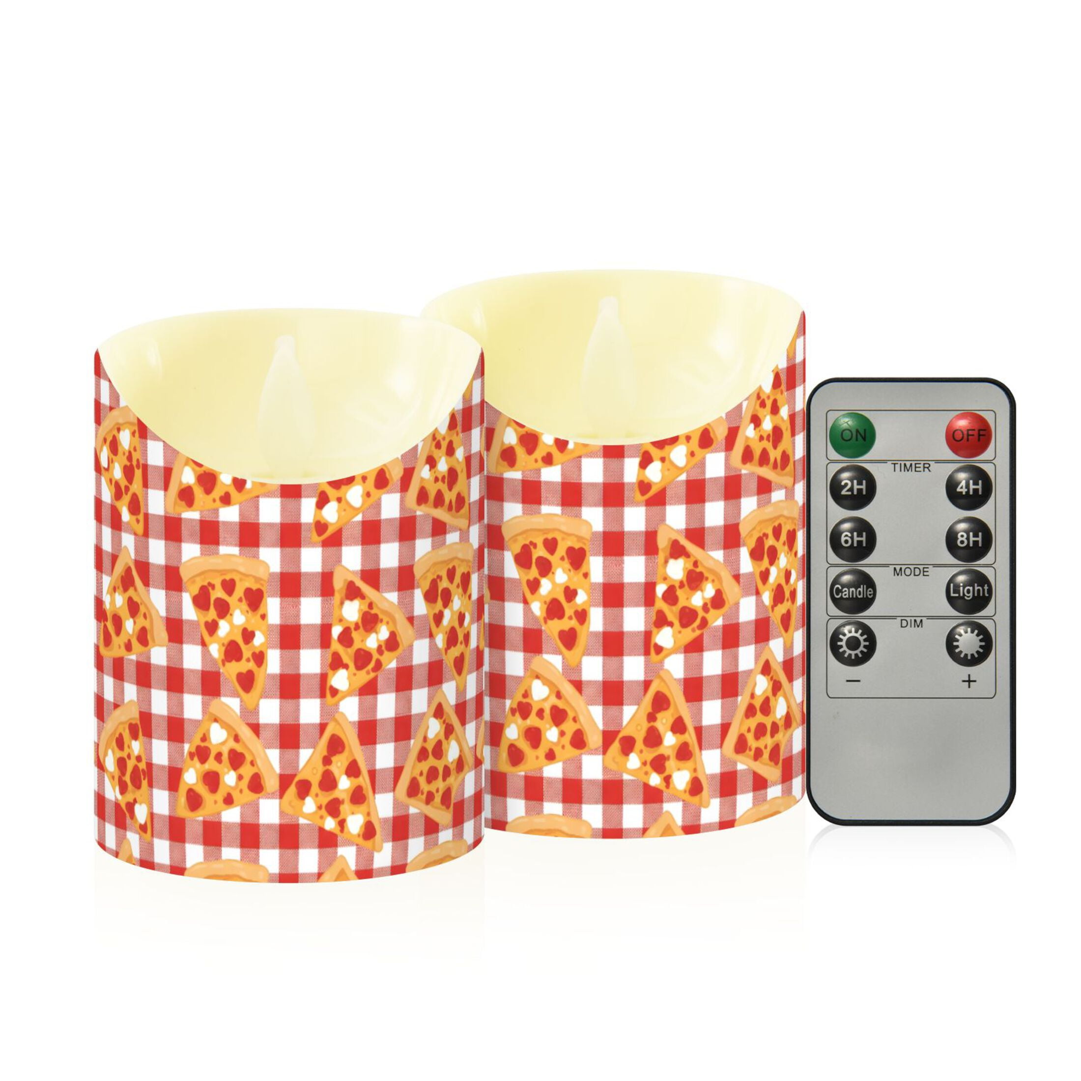 Heart Shaped Pizza Squares Pattern Flameless Candles 2 PCS with Remote ...