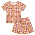 Heart Shaped Pizza Squares Pattern Summer Pajama Set Soft Cotton Short ...