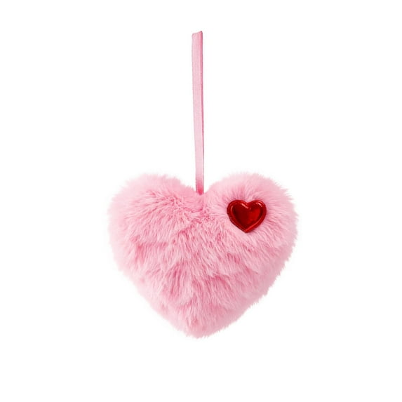 Heart-Shaped Pom-Pom Hanging Pendant – Soft Fabric Boho Ornament with ...