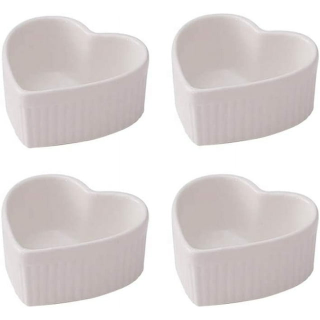 Heart-Shaped Porcelain Souffle Dishes, Ramekins - 3.5 Inches for ...