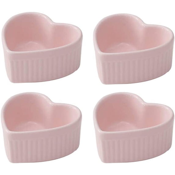 Heart-Shaped Porcelain Souffle Dishes, Ramekins - 3.5 Inches for ...