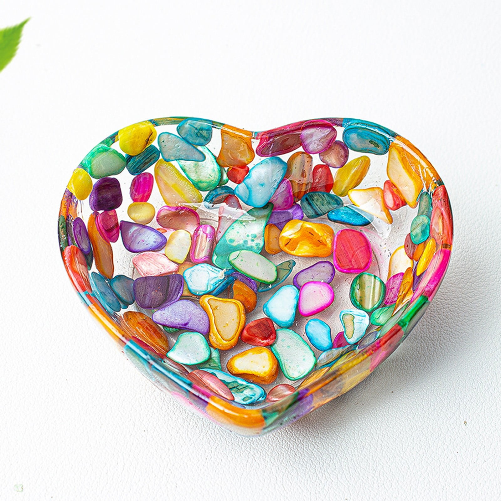 Heart Shaped Resin Bowl Transparent Decorative Jewelry Dish with Stone ...