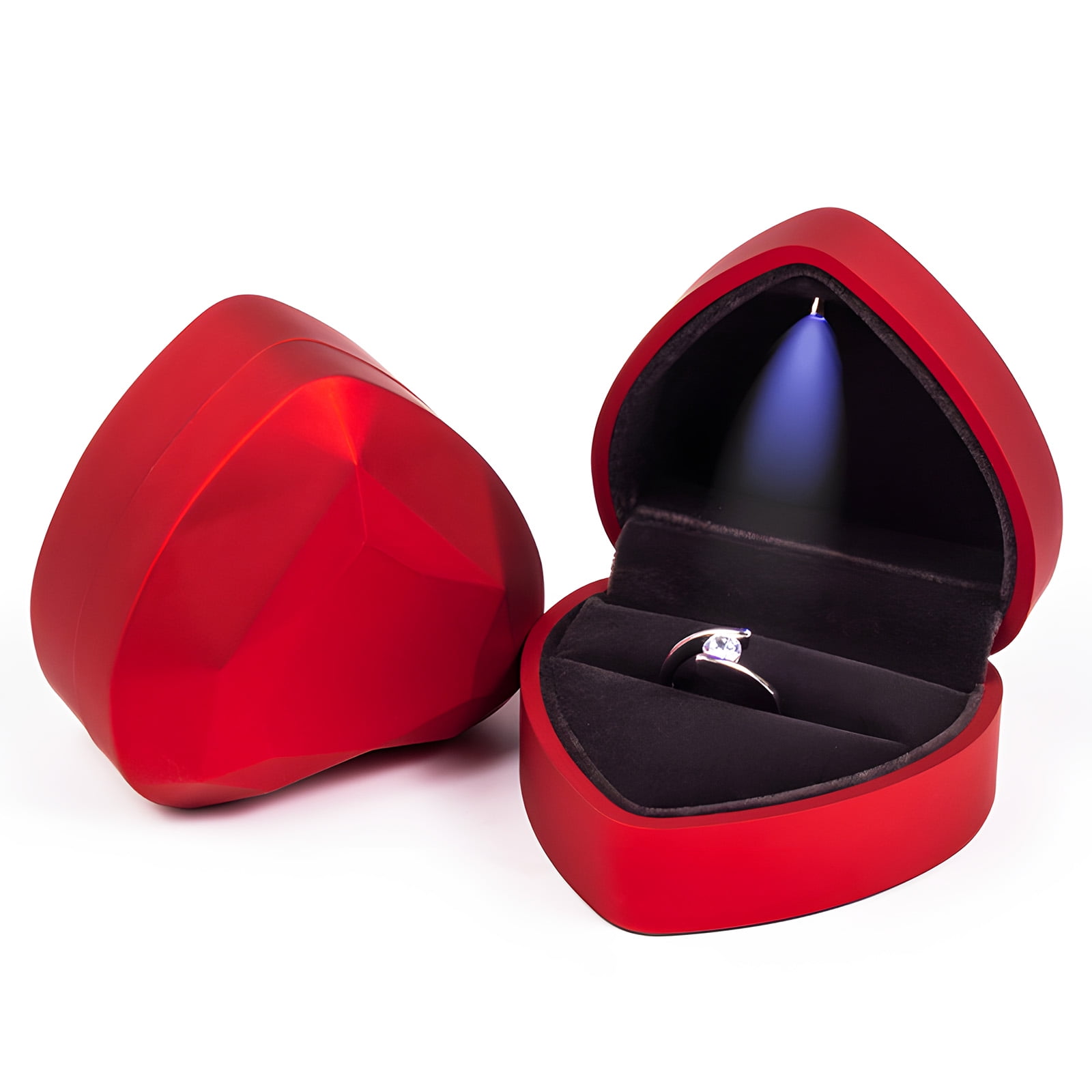 Yescom Luxury Heart Shape LED Ring Box Jewelry Wedding Engagement ...