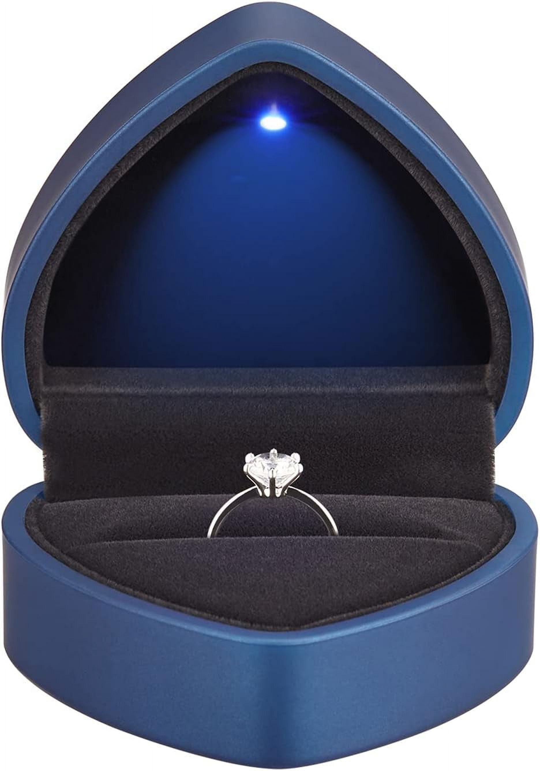 Heart Shaped Ring Gift Box with LED Light, Velvet Earrings Jewelry Case ...