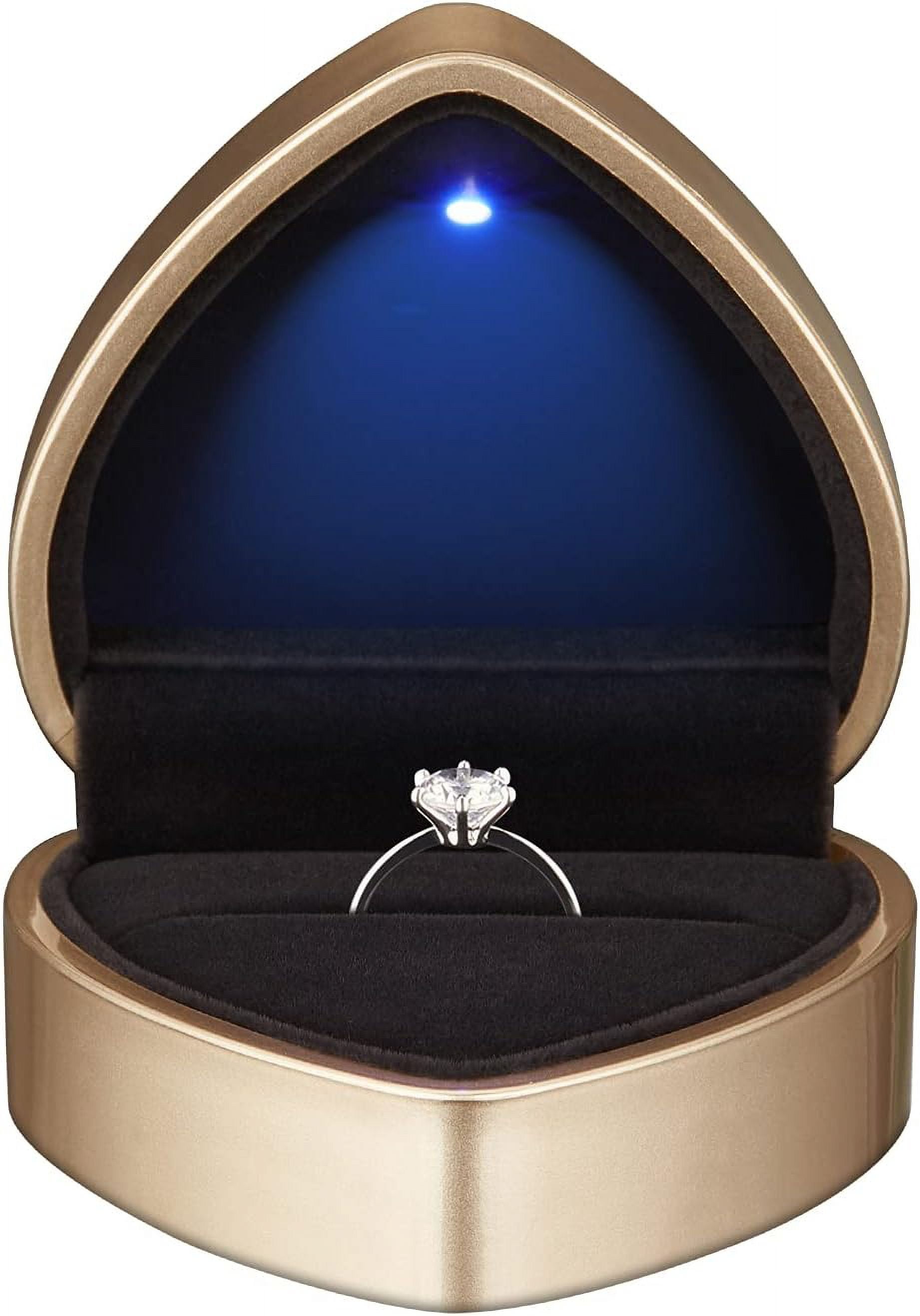 Heart Shaped Ring Gift Box with LED Light, Velvet Earrings Jewelry Case ...