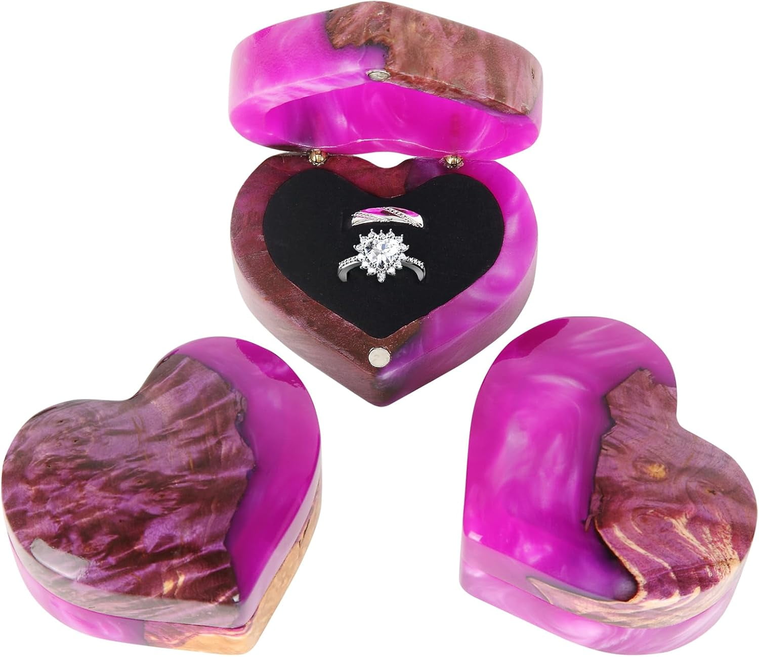 Heart Shaped Ring Gift Box, Personalized Wooden Ring Box, Engagement ...