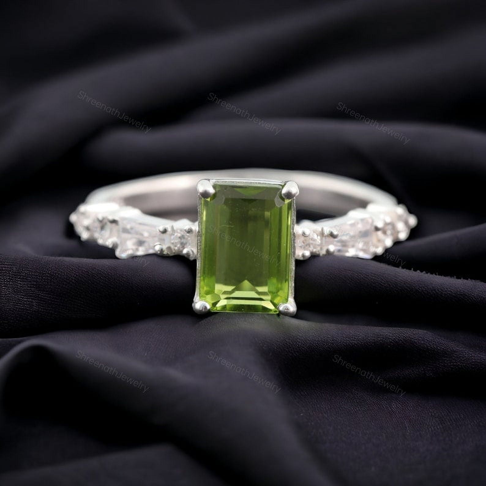 Green Peridot Proposal Ring August Birthstone Gift Jewelry Sterling ...