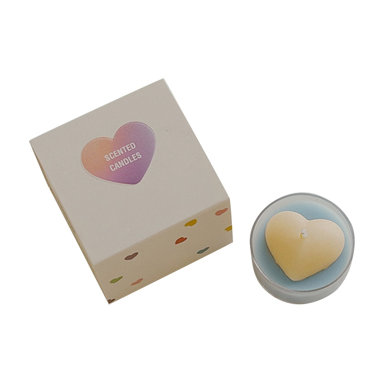 Heart-Shaped Scented Candles, Blue Base With Yellow Heart Design ...