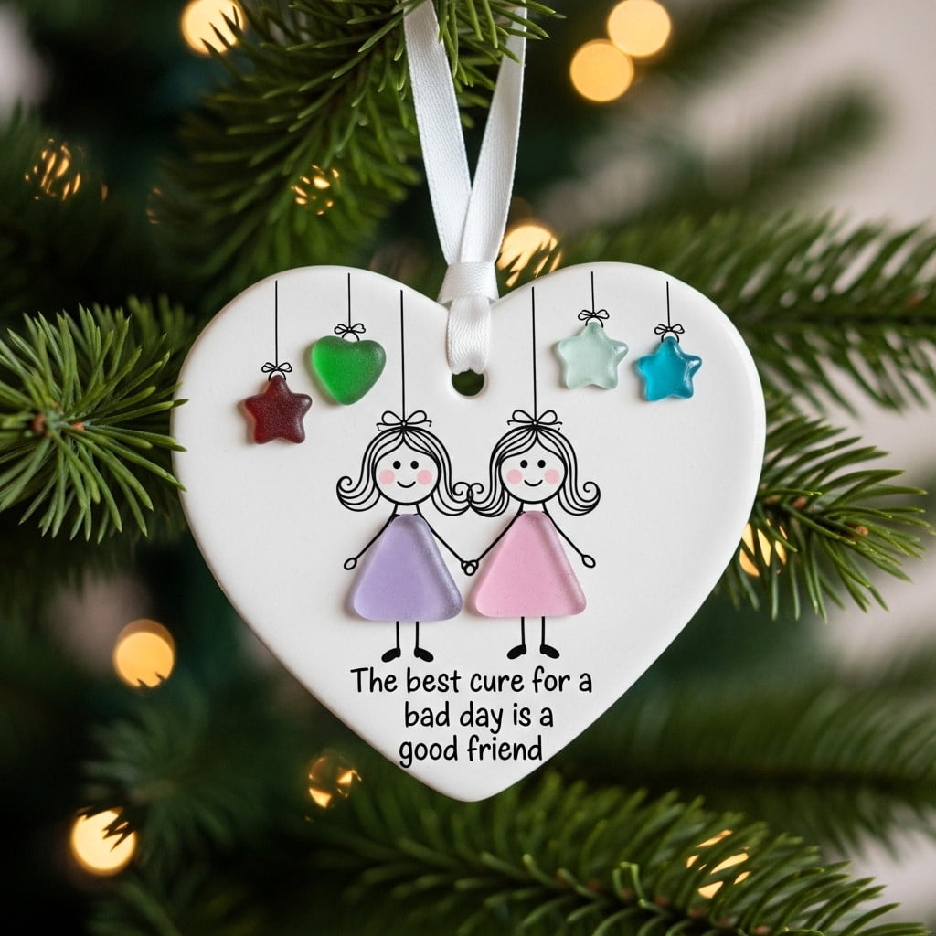 Heart-Shaped Sea Glass Friendship Decor, Timeless Friendship Heart ...