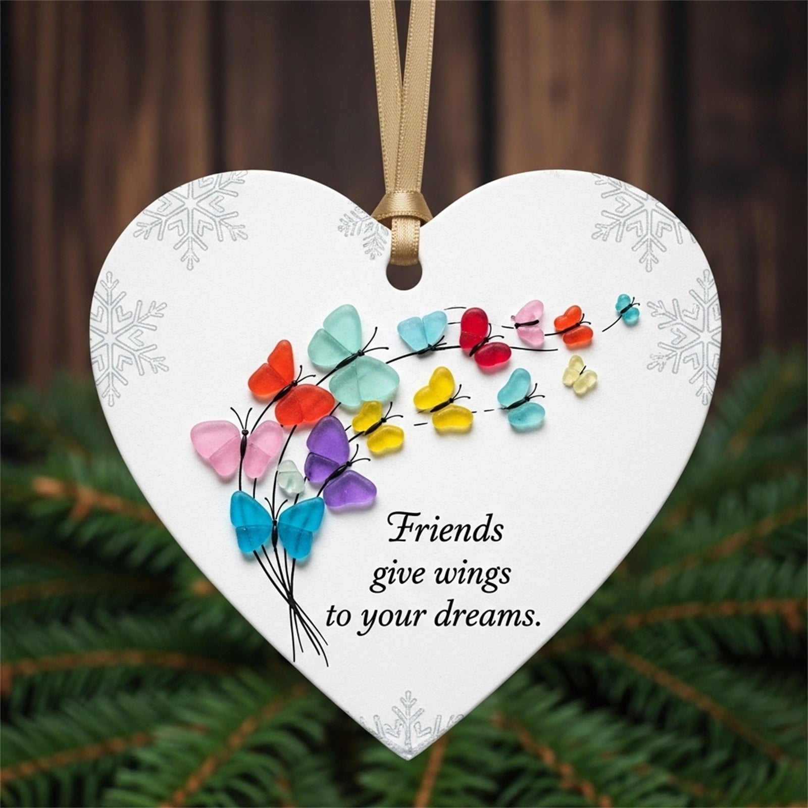 Heart-Shaped Sea Glass Friendship Ornament with String for Christmas ...