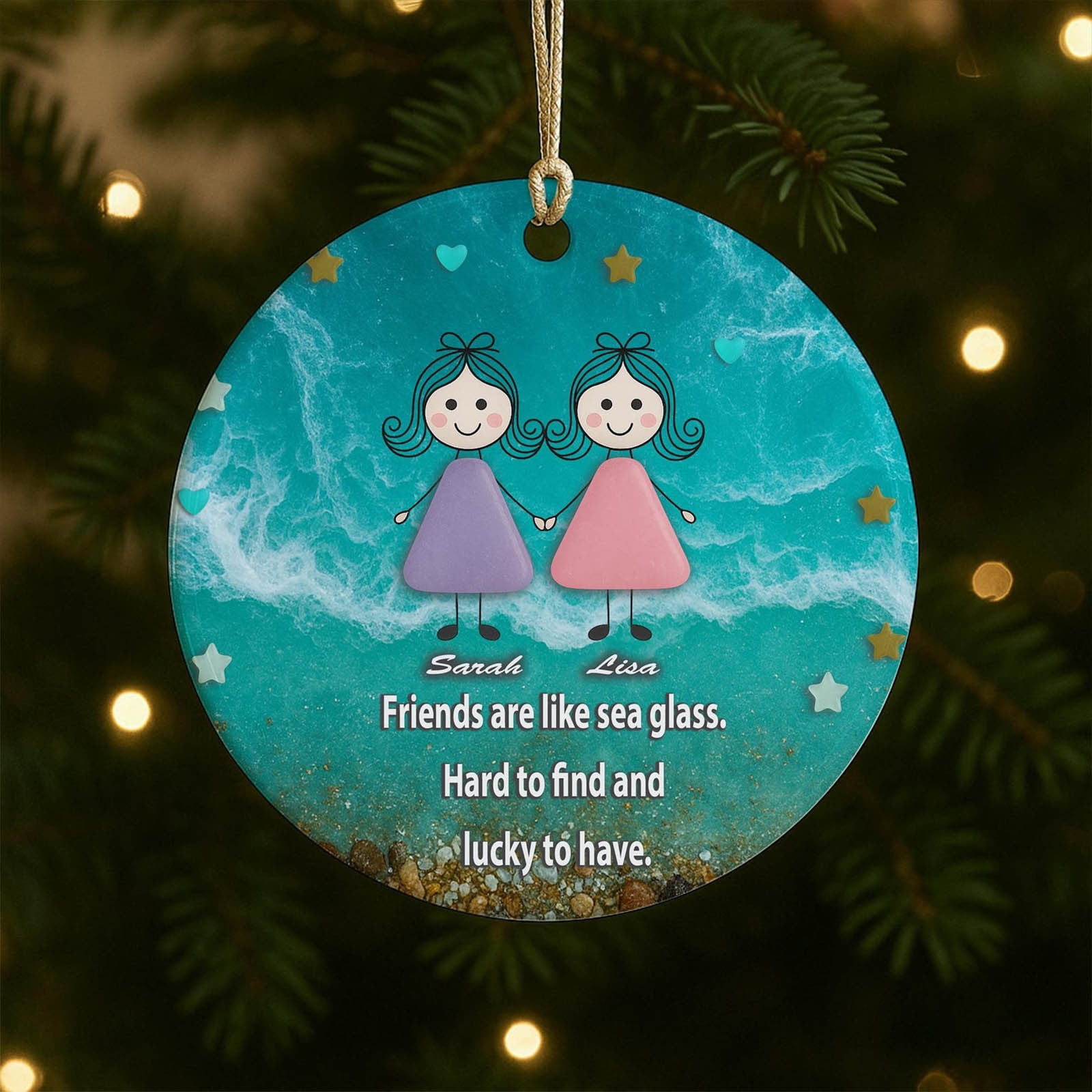 Heart Shaped Sea Glass Ornament Handmade Friendship Decor Acrylic ...