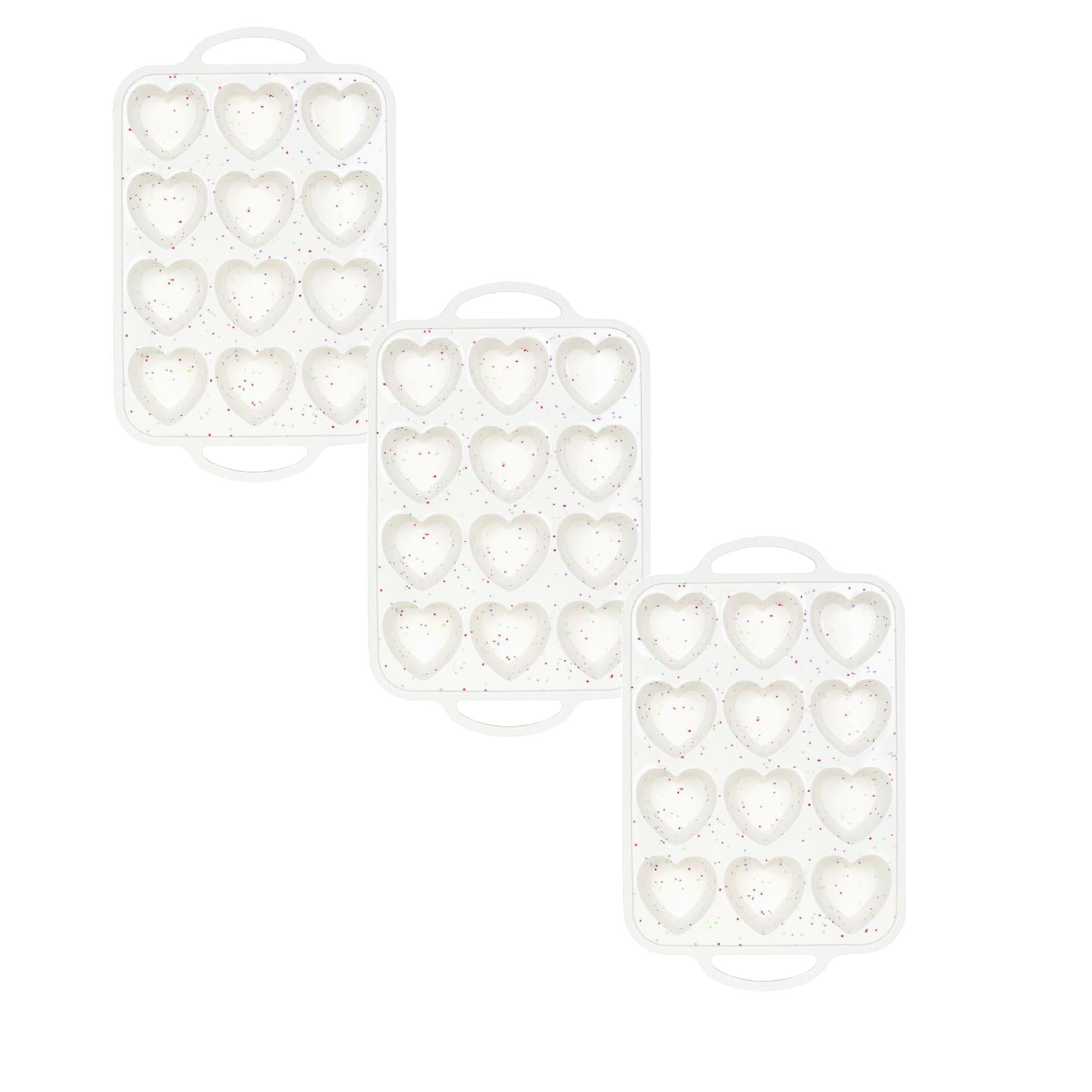 Heart Shaped Silicone Cupcake Pan, Easy To Handle Nonstick 12 Cup Cake ...