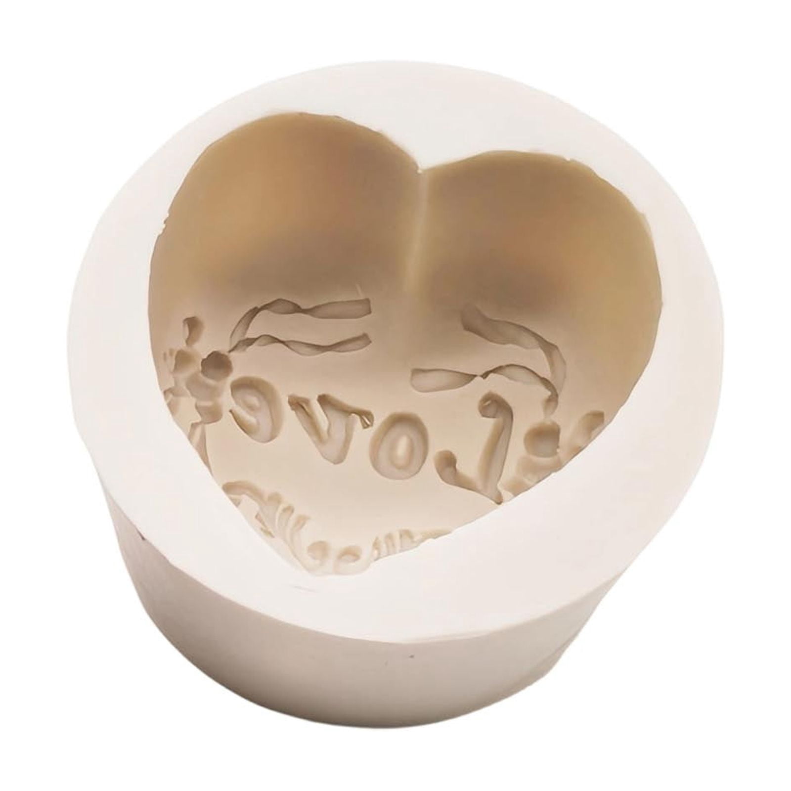 Heart Shaped Silicone Mold with Floral Pattern for Soaps Candles Cakes ...