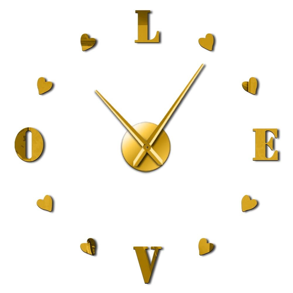 Heart Shaped Silouette Frameless Wall Clock Stickers, DIY Modern ...