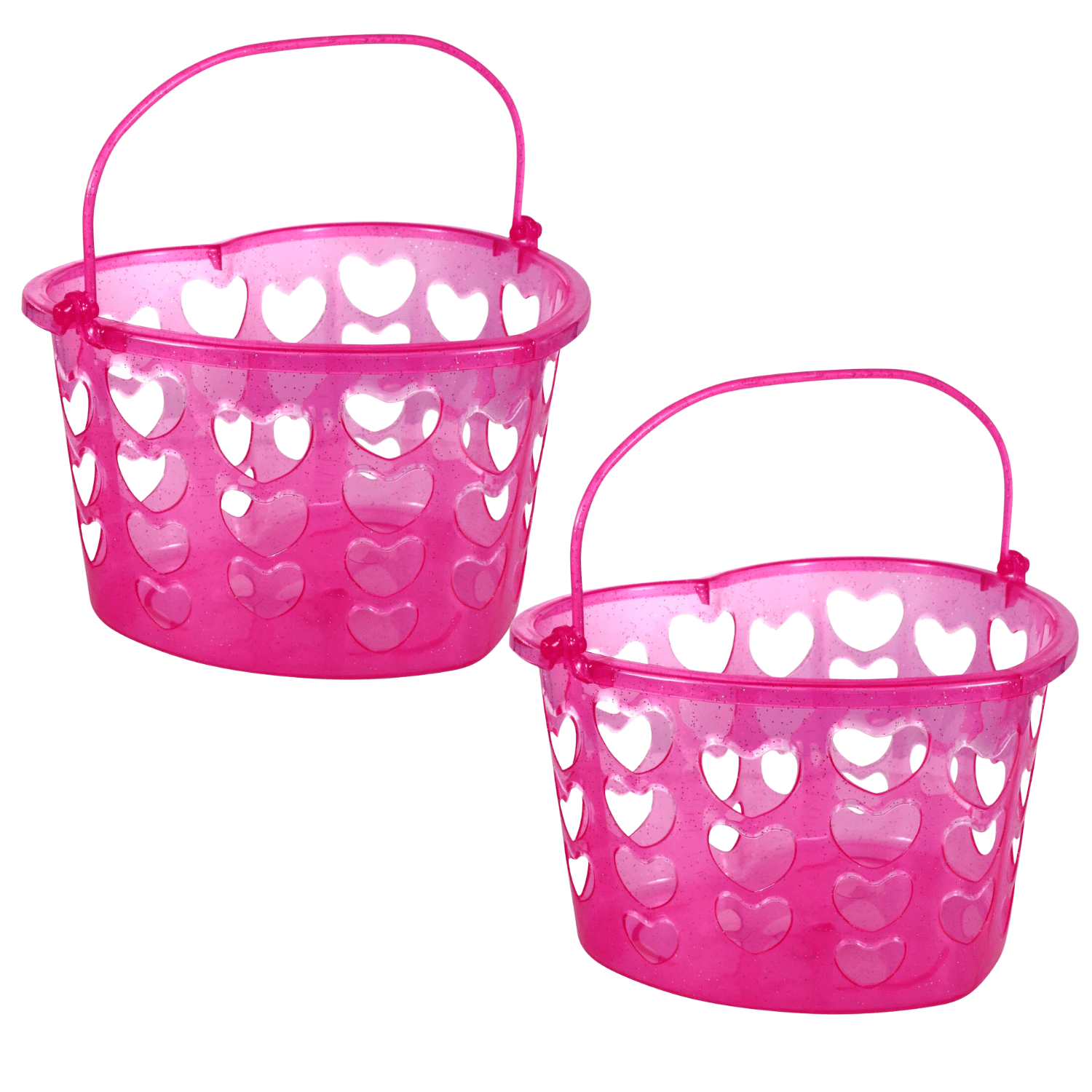 Heart Shaped and Slotted Pink Baskets Bucket with Handles for ...