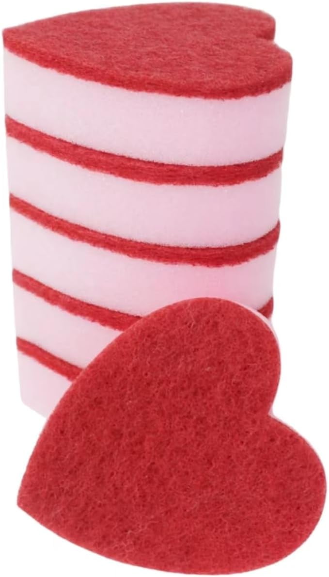 Heart Shaped Sponge, Dual-Sided Kitchen Scrubber for Washing Dishes ...