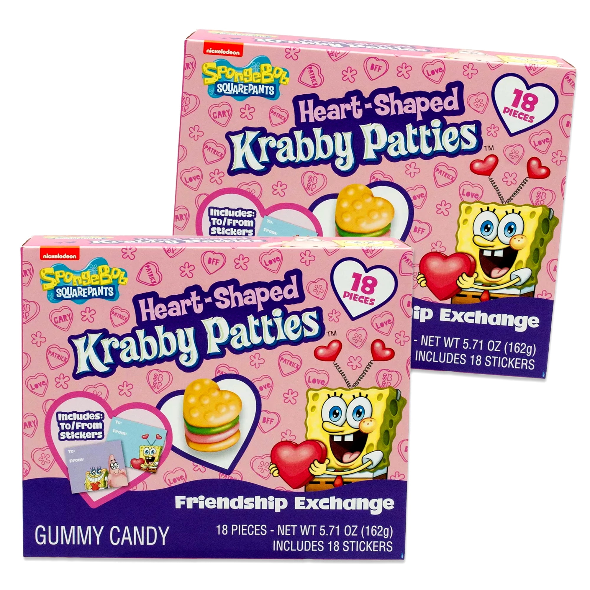Heart Shaped Spongebob Candy Krabby Patty Gummies, 36 Count. Valentines ...