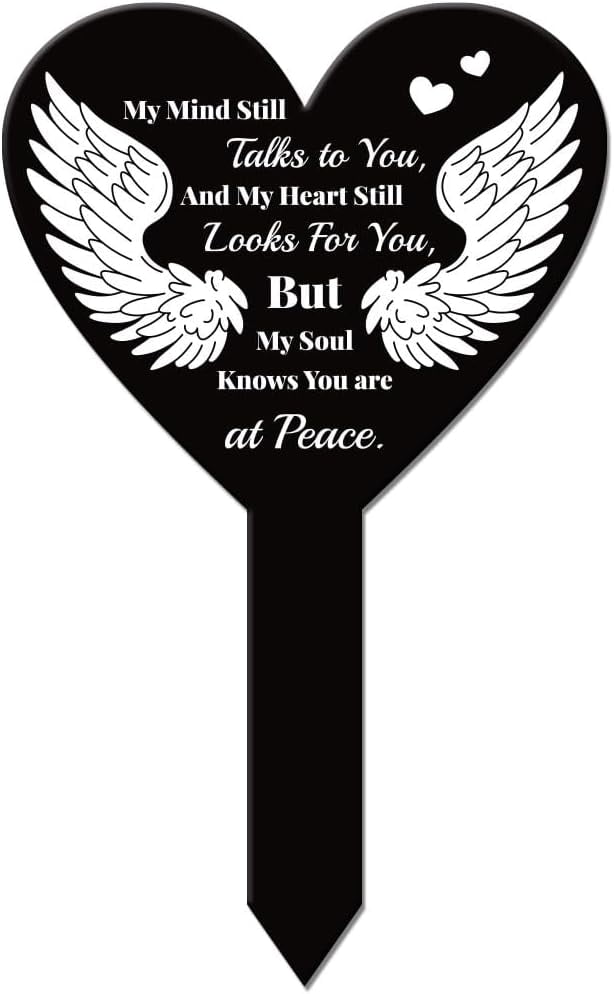 Heart Shaped Spread Wings Garden Stake Memorial Remembrance Plaque ...