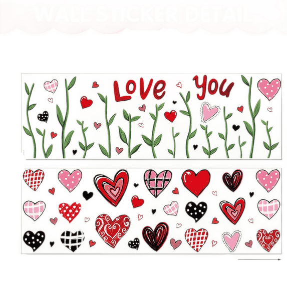 Heart-Shaped Static Cling Window Stickers Decorative Decals With ...