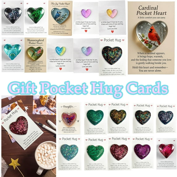 Heart Shaped Stone Pocket Hug Gift Card Token, Inspirational Greeting ...